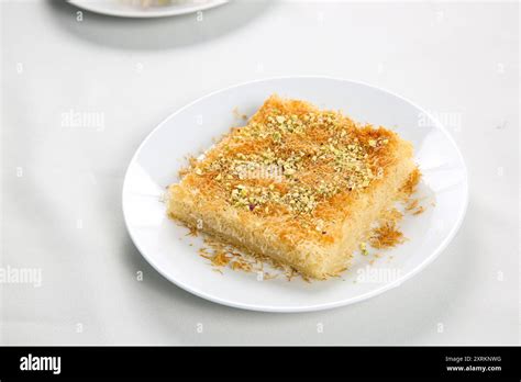 Homemade Arabian Traditional Sweets Kunafa Or Knafeh Nuts On Top