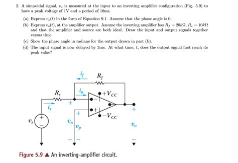 Solved A Sinusoidal Signal Vs Is Measured At The Input To