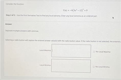 solved consider the function f x 6 3x2 12 2 9step 2 ﻿of 2