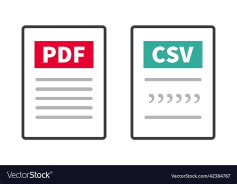 a set of icons for pdf and csv file royalty free vector