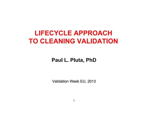 Lifecycle Approach To Cleaning Validation Pdf