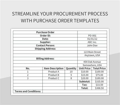 Streamline Your Procurement Process With Purchase Order Templates Excel Template And Google