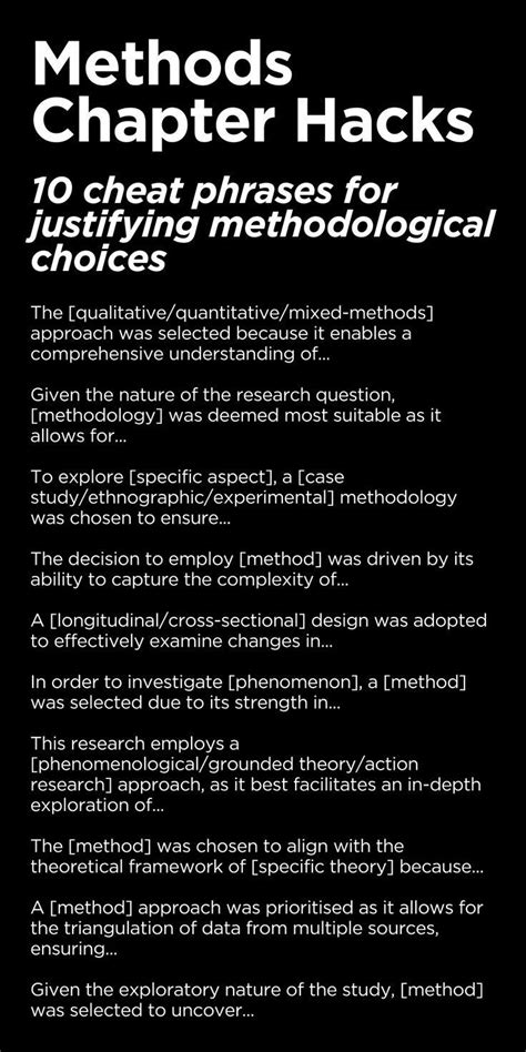 How To Write A Good Methods Chapter Template Cheat Phrases To Justify