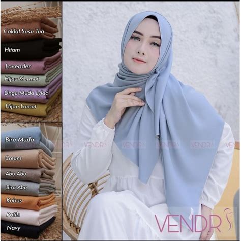 Jual Jilbab Hijab Pashmina Moscrepe Premium Biru Muda Shopee Indonesia