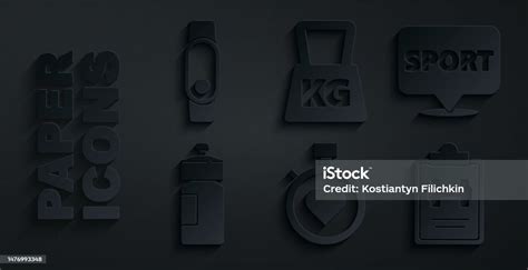 중앙 스톱워치 위치 체육관 피트니스 셰이커 스포츠 훈련 프로그램 체중 및 스마트 워치 아이콘에 하트를 설정하십시오 벡터 3차원