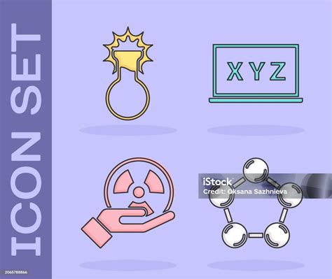 Set Molecule Test Tube And Flask Radioactive And Xyz Coordinate System