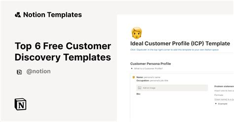 top 6 free customer discovery templates notion template marketplace