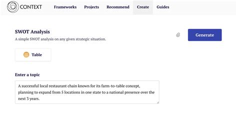 Generate A Comprehensive SWOT Analysis With Context AI