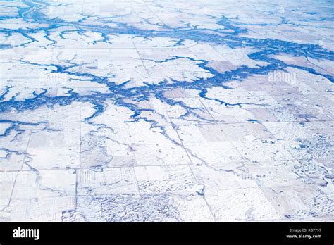 Dendritic River Drainage Pattern In Prairie Agricultural Landscape Aerial View Of The Red Deer