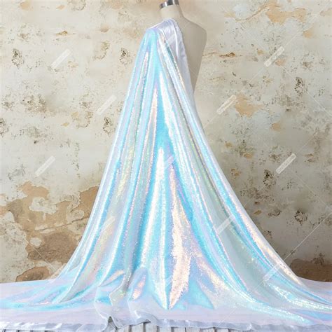 Sparkly Iridescent Pink And Blue 3mm Sequins On Satin Oneyard