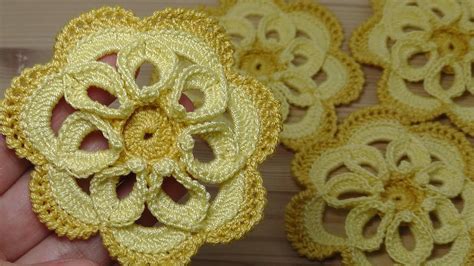 Как связать крючком ЦВЕТОК с объёмной серединкой How To Crochet Flower Youtube