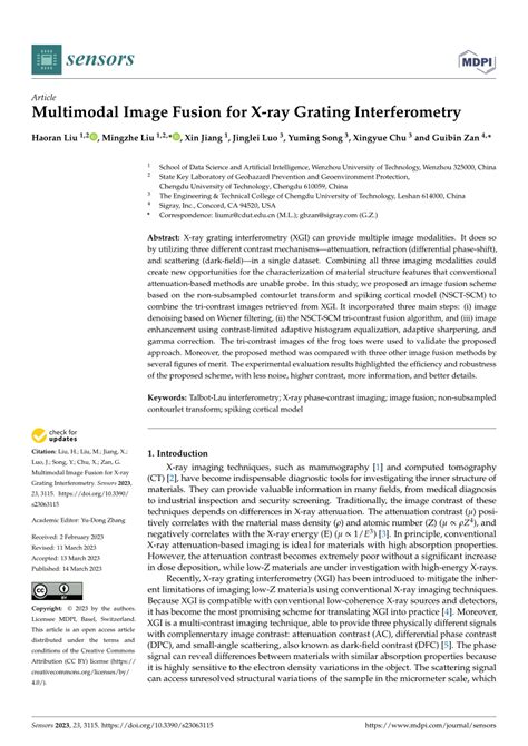Pdf Multimodal Image Fusion For X Ray Grating Interferometry