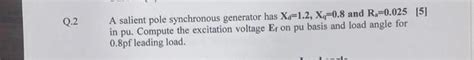 Solved A Salient Pole Synchronous Generator Has