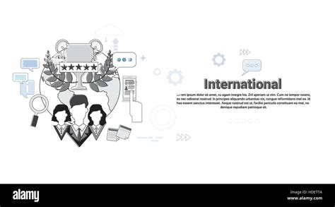 International Social Media Network Internet Connection Communication Web Banner Vector