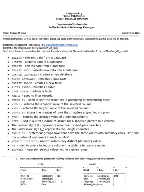 Dbms Lab Assignment 01 02 Pdf