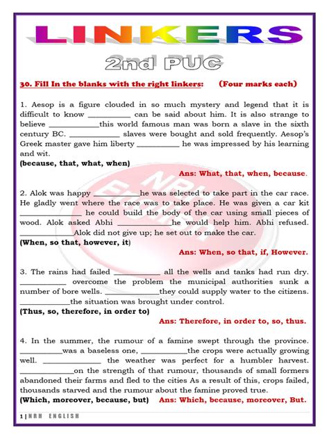 Linkers Worksheet 2024 Pdf Linkers Worksheet 2024 Pdf