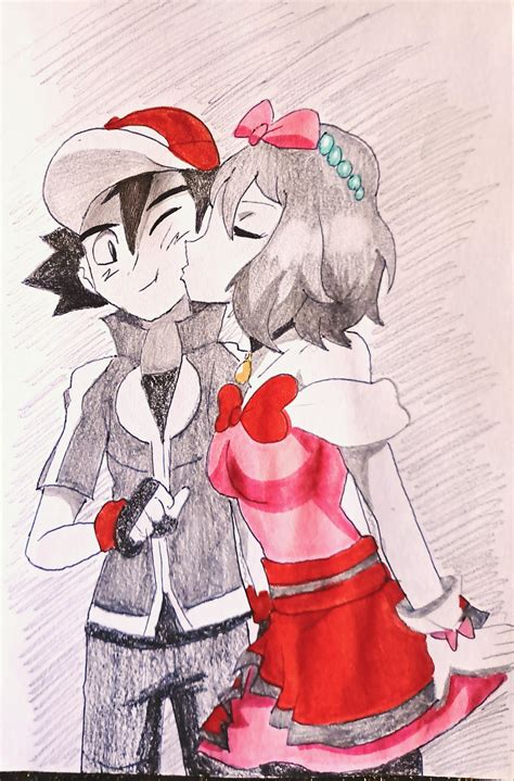 Pokemon Ash X Serena Kiss