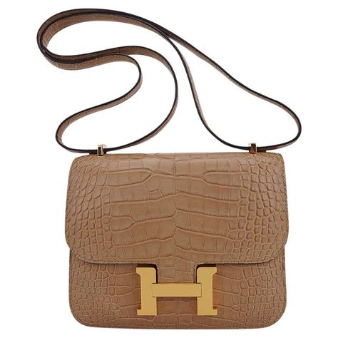 Hermes Constance Bag 18 Chai Matte Alligator Gold Hardware For Sale At