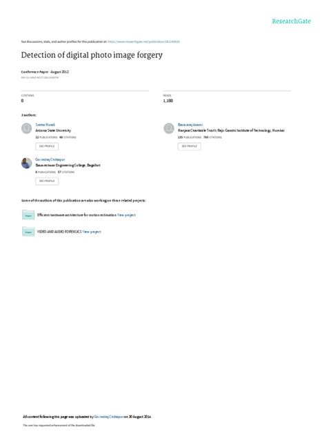 Detection Of Digital Photo Image Forgery Pdf Data Compression