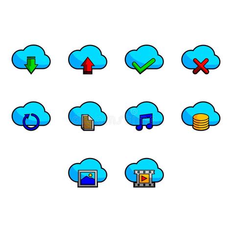Cloud Computing Icon Set Stock Illustration Illustration Of Refresh 258591873