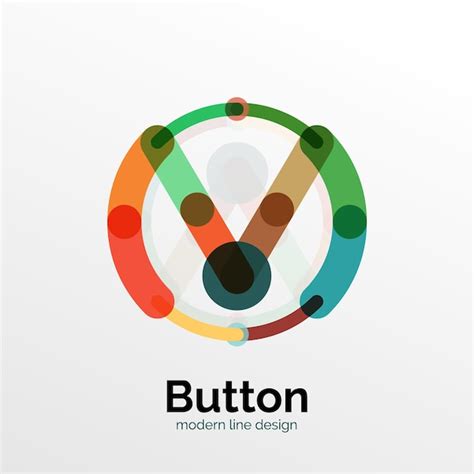 Premium Vector Thin Line Design Geometric Button Flat Illustration