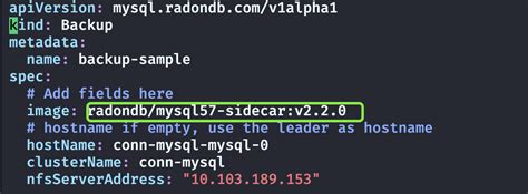按照官方的文档使用nfs备份，最后的状态一直为completed！ · issue 639 · radondb radondb mysql