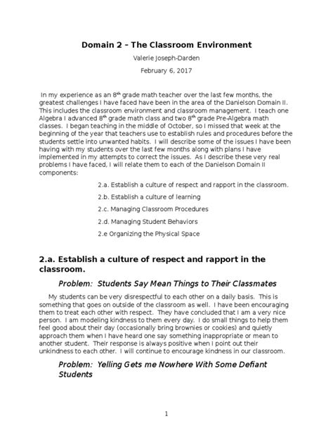Danielson 2 Pdf Classroom Management Classroom