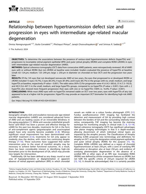 Pdf Relationship Between Hypertransmission Defect Size And