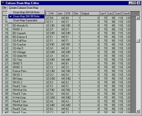 CUBASE DRUM MAP EDITOR