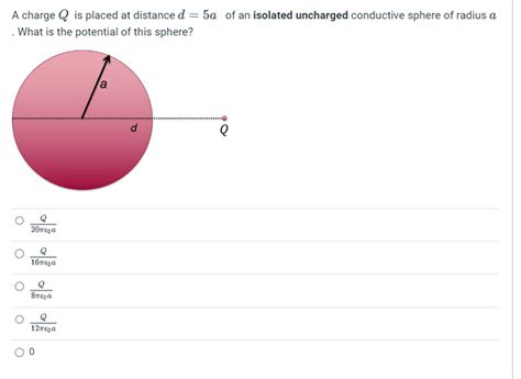 Solved A Charge Q ﻿is Placed At Distance D 5a ﻿of An