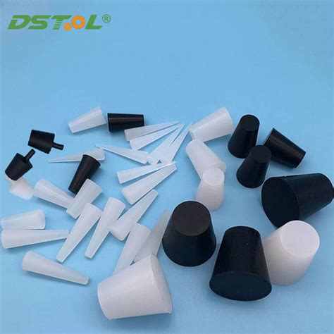 Conical Rubber Stopper Silicone Plugs Black Transparent Sealing Tapered Rubber Plug For Powder