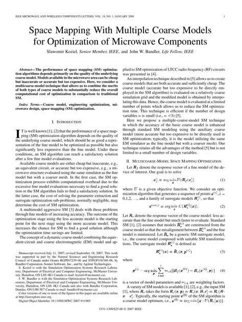 Pdf Space Mapping With Multiple Coarse Models For Optimization Of