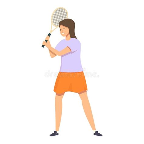 Coach Tennis Player Icon Cartoon Vector Female Serve Ball Stock Vector Illustration Of Area
