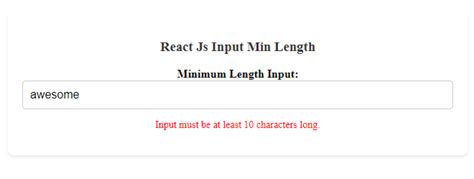 React Js Input Max Length Min Length