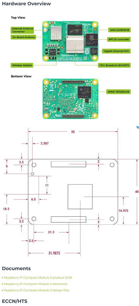 Официальный вычислительный модуль Raspberry Pi 5 Cm5 Broadcom Bcm2712 2