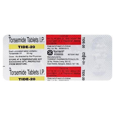 Tide 20mg Tablet Medicine For Fluid Retention And Hypertension