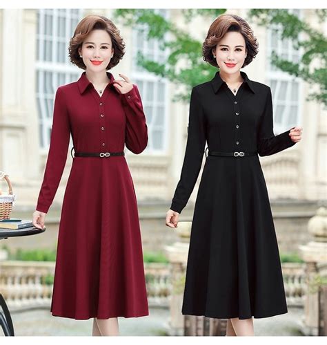 중년 가을 원피스 60대 하객룩 50대 결혼식 10월 외출용 엄마옷 여성 40대 긴팔 티몬