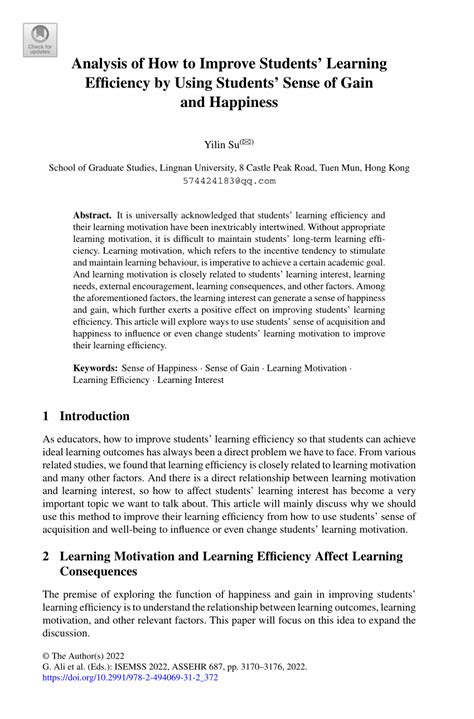 Pdf Analysis Of How To Improve Students Learning Efficiency By Using