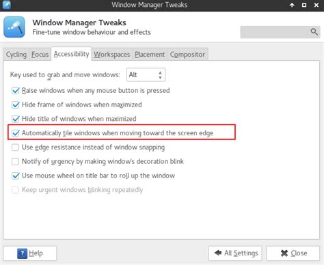 xfce xfce4 tiling windows when moving to screen edge not working