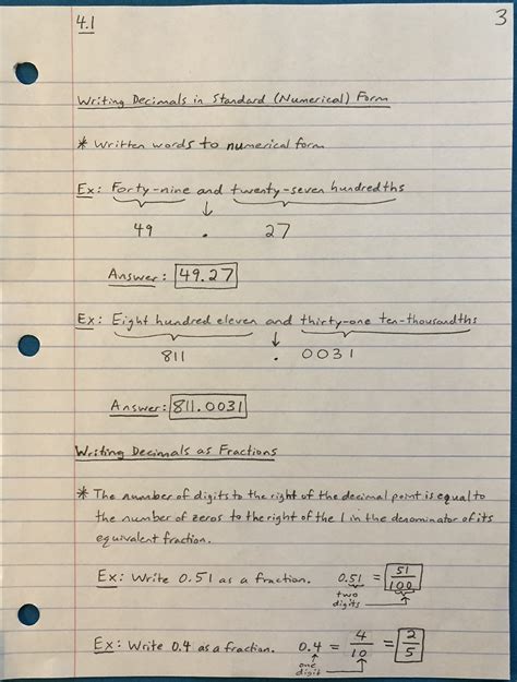 Professor Franks Math Blog 4 1 Introduction To Decimals Notes