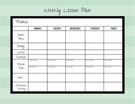 Free Blank Preschool Lesson Plan Templates Free Printables