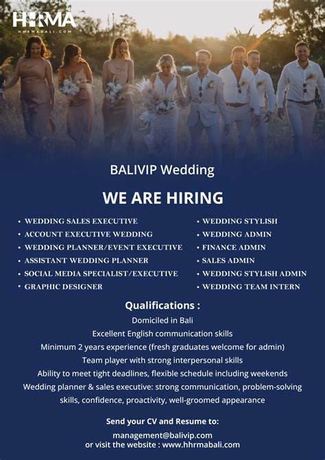 Hhrma Bali On Linkedin Balivip Wedding Is Looking For 12 Positions