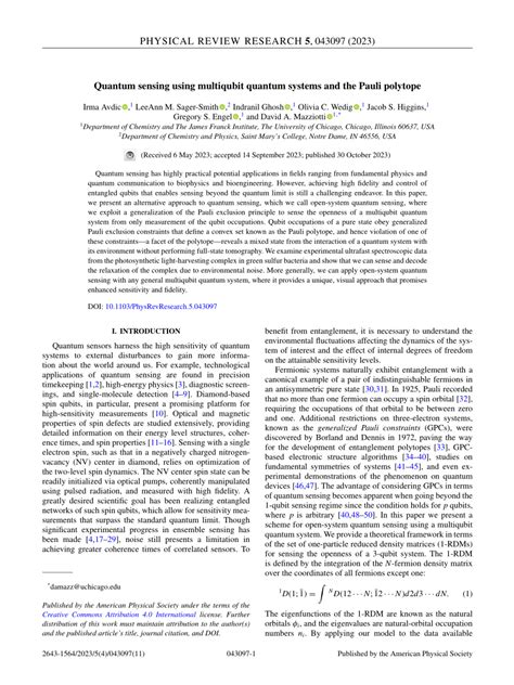 Pdf Quantum Sensing Using Multiqubit Quantum Systems And The Pauli Polytope