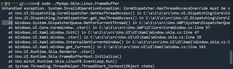 run uno quickstart myapp skia linux framebuffer an error occurred