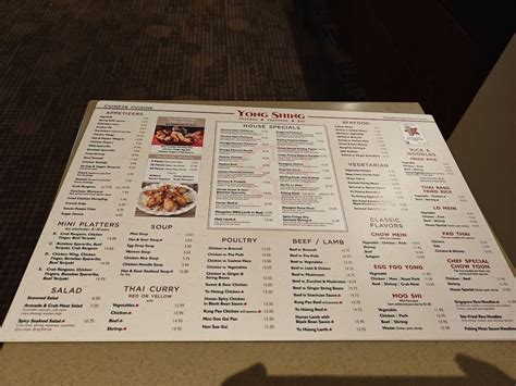 Menu At Yong Shing Restaurant Auburn