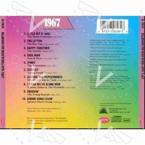 Billboard Top Rock N Roll Hits 1967 Cd Victory Glass