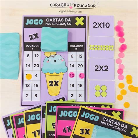 Jogo Cartas Da MultiplicaÇÃo Coração De Educador Professora M