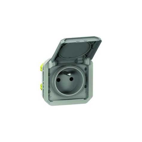 Prise électrique Legrand Plexo 2p T F B Gris Compo Utilisation