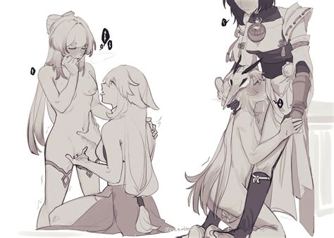 Yae Miko Sangonomiya Kokomi And Kujou Sara Genshin Impact Drawn By