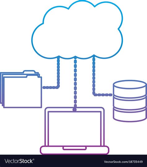 Laptop Computer Connection Cloud Folder And Data Vector Image